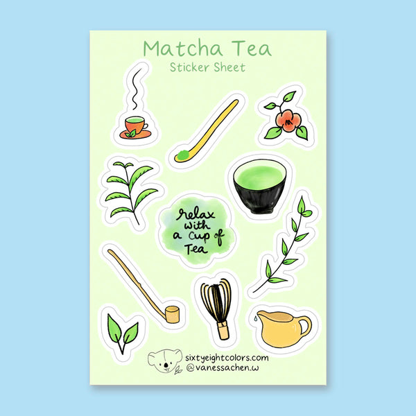 Matcha Tea Sticker Sheet – Sixtyeightcolors by Vanessa